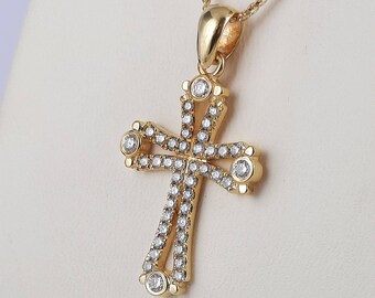 Orthodox Cross Necklace 18k Gold and Diamonds | Etsy