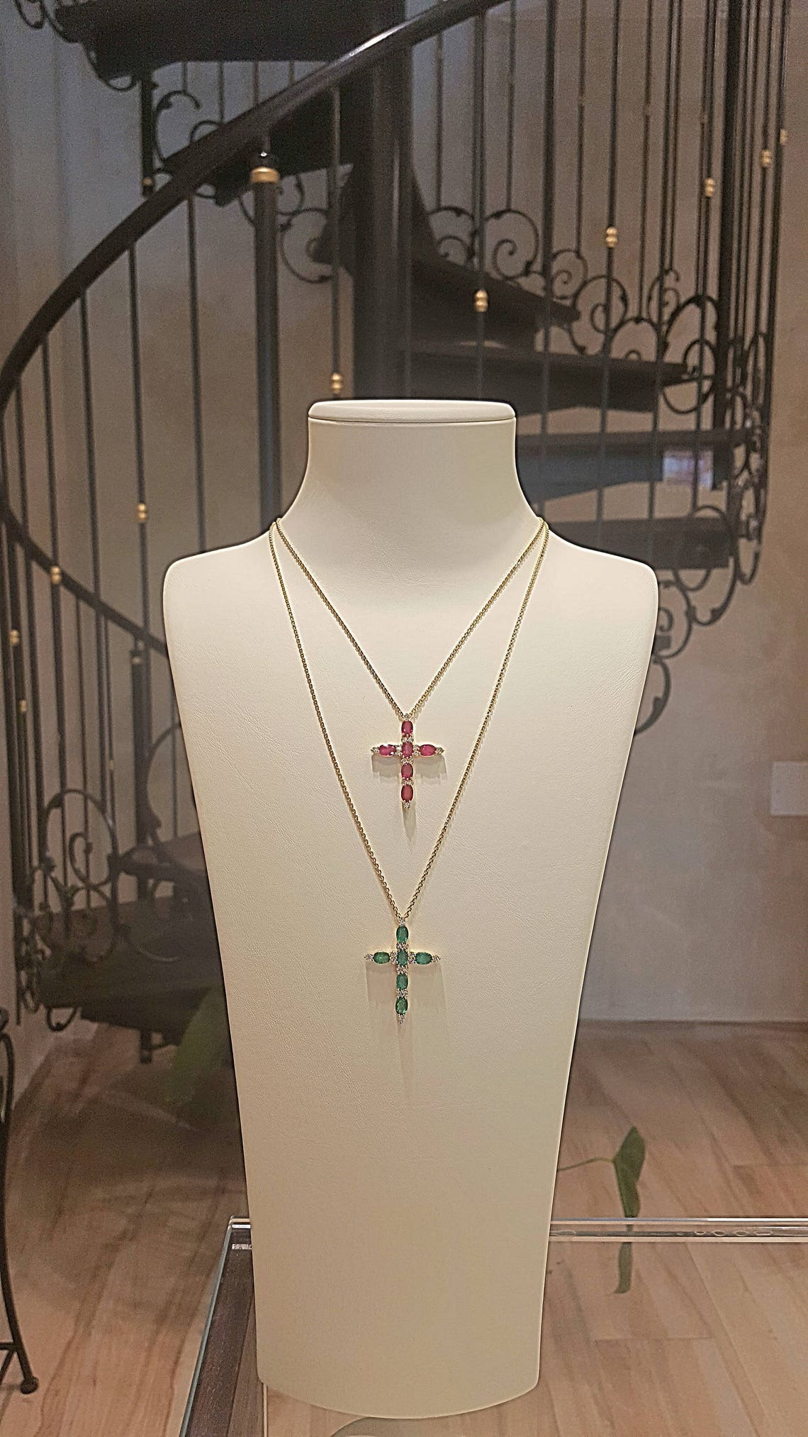 Emerald Cross Necklace | 18k Yellow Gold Emerald Cross | Diamond and ...