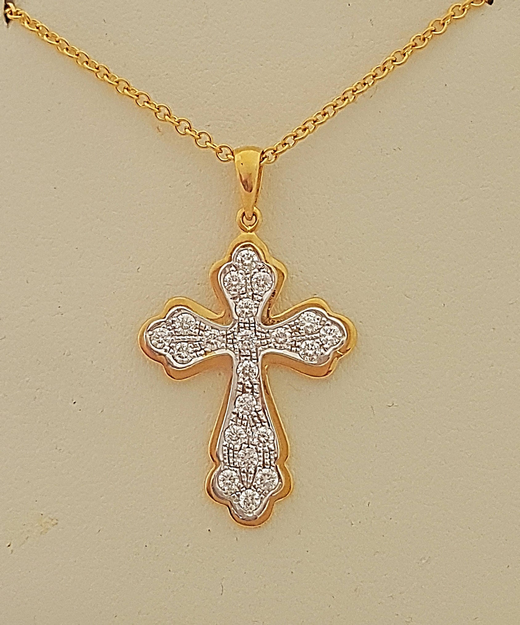 Diamond cross pendant necklace orthodox cross in 18k gold | Etsy