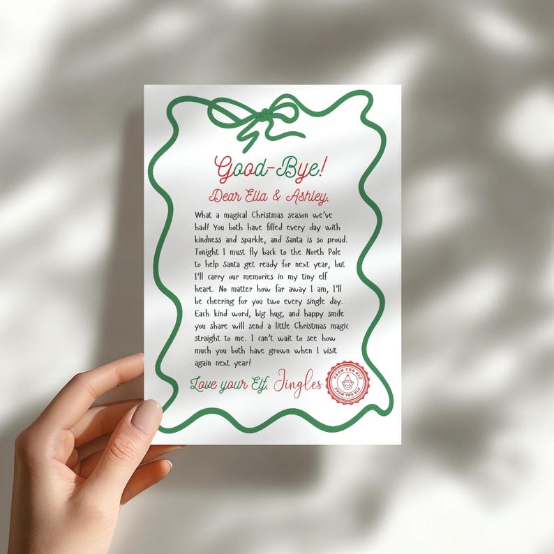 Editable Elf Arrival & Goodbye Letter Set: Christmas Red Bow Printable ...