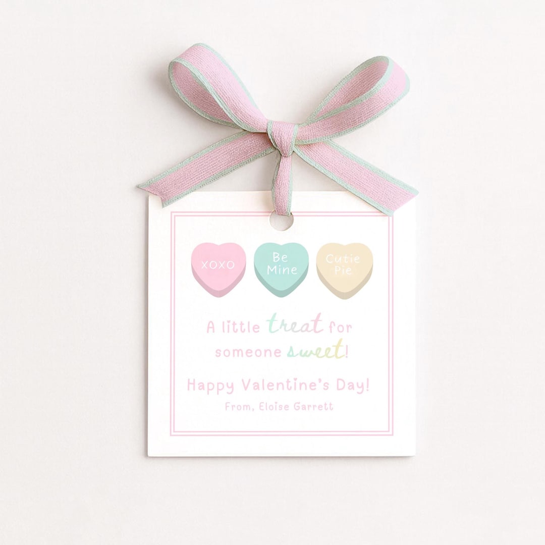 Editable Valentine Gift Tags, Conversation Hearts, Canva Template (PDF ...