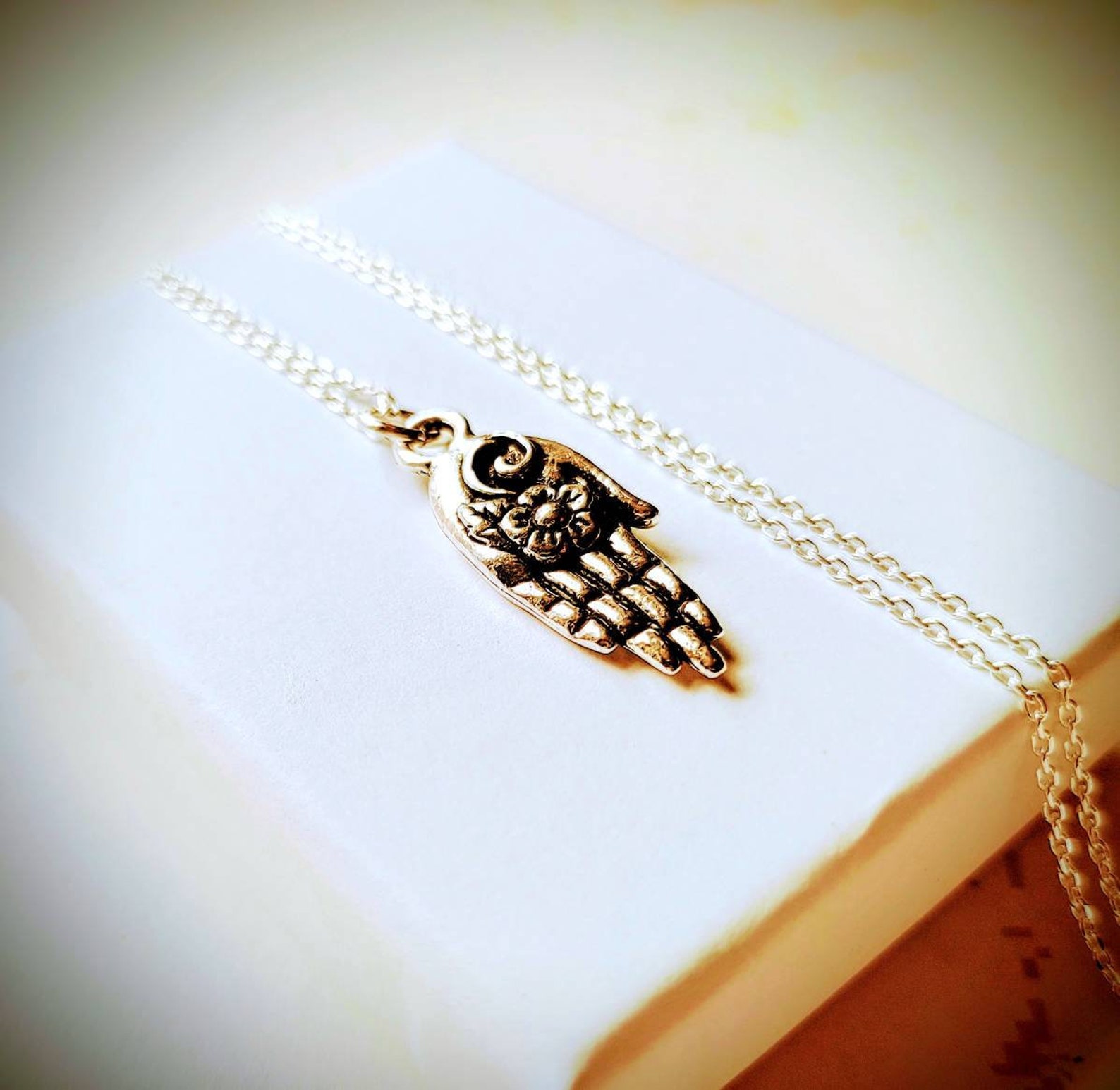 Healing Hand Necklace Yoga Necklace Lotus Pendant - Etsy