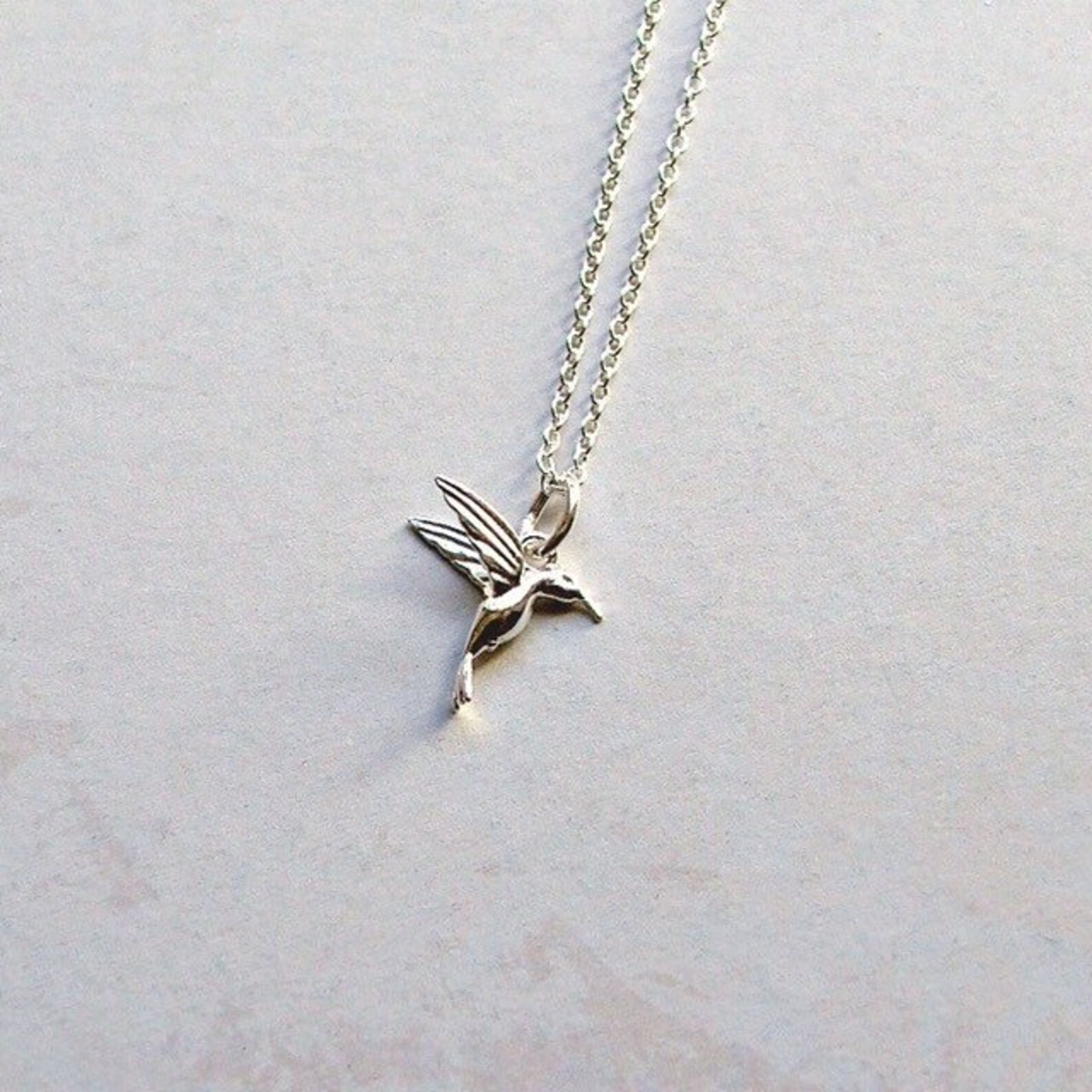 Sterling Silver Hummingbird Necklace. - Etsy UK