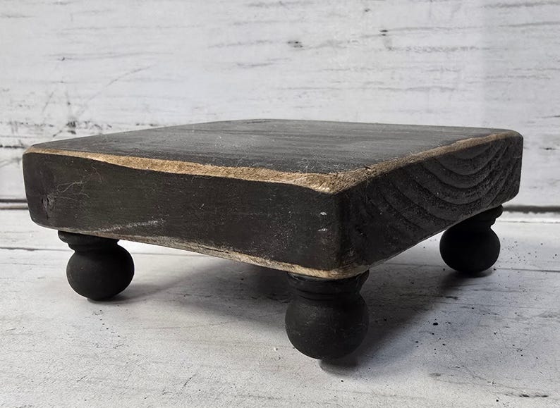 Rustic Black Distressed Mini Wood Riser Handmade Tiered Tray Decor ...