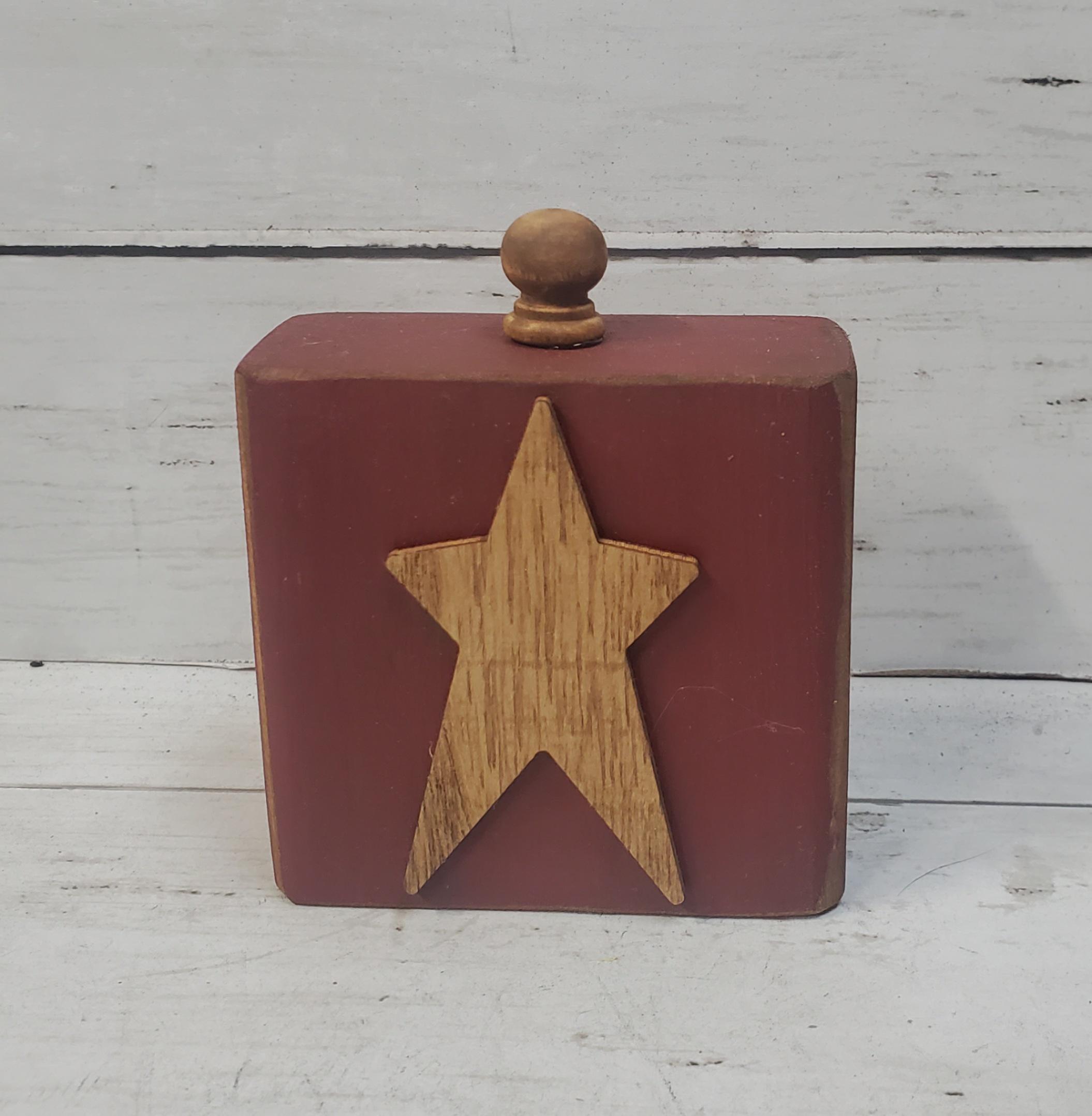 Primitive Star Chunky Wood Blocks Tray Decor Burgundy, Mustard, Navy ...