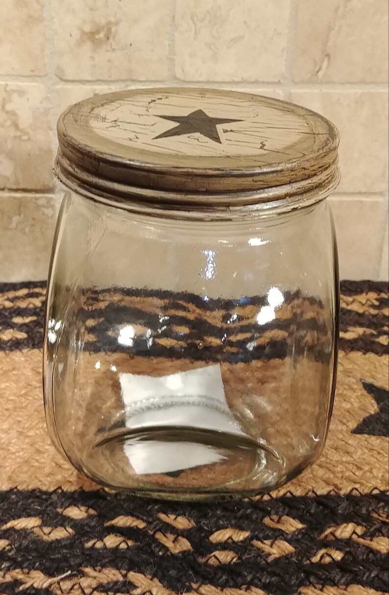 Kitchen Storage Jars & Containers Primitive Crackle Tan and Black Star ...