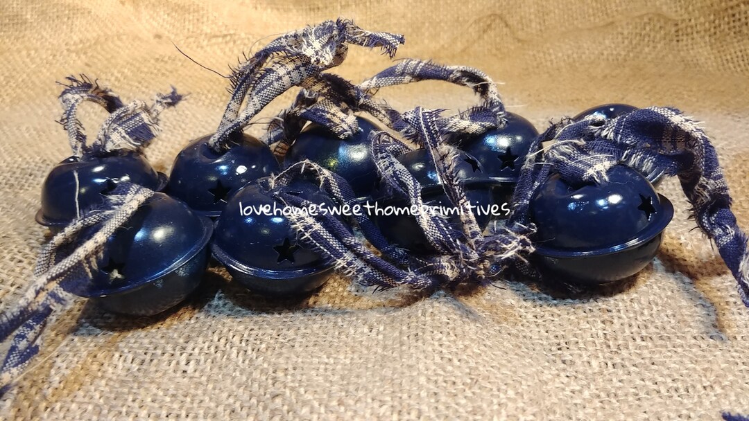 Primitive Metal Navy Blue Jingle Bell Christmas Ornaments Set - Etsy