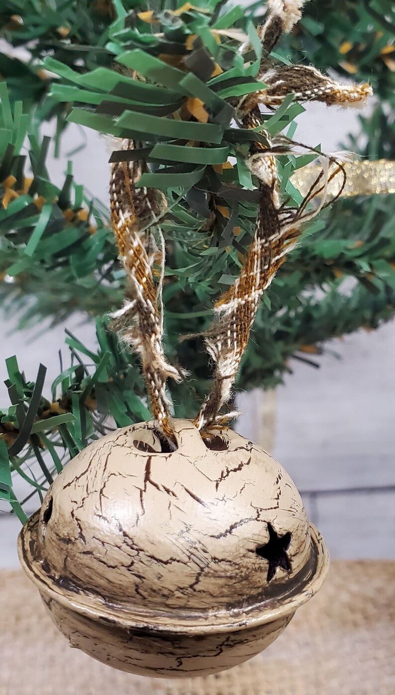 Primitive Christmas Jingle Bell Ornaments Set of 8 Tan/black Homepsun ...