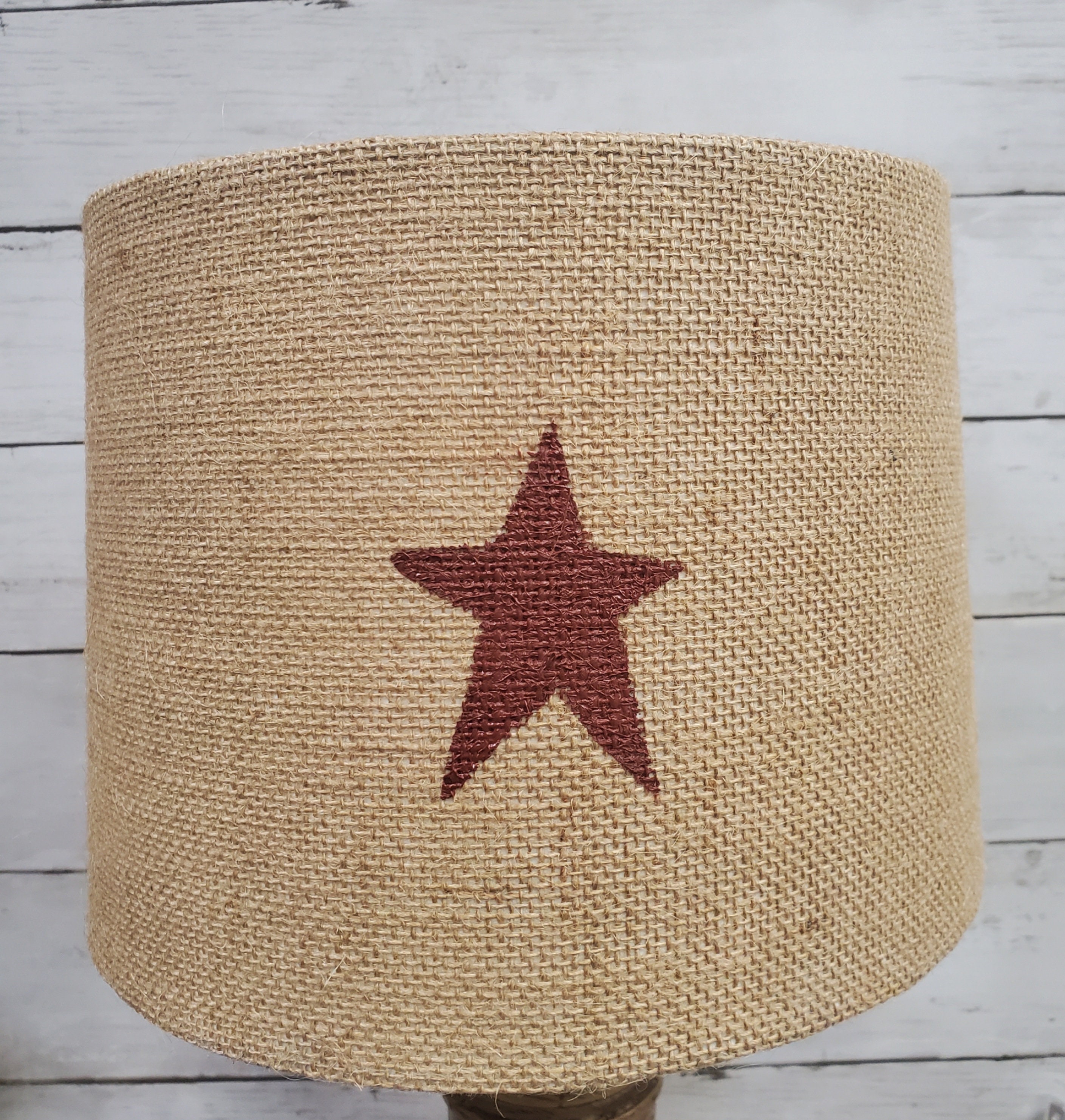 Primitive Burlap Lamp Shade With Prim Star Hand Painted Your Choice of ...