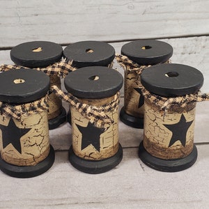 Primitive Crackle Painted Wood Spools Set of 4 Bowl Filler 30 Color ...