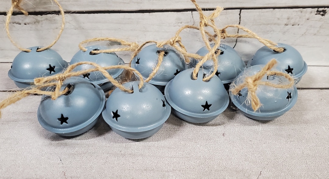 Jingle Bell Ornaments Set of 9 Country Blue Jingle Bells Christmas ...