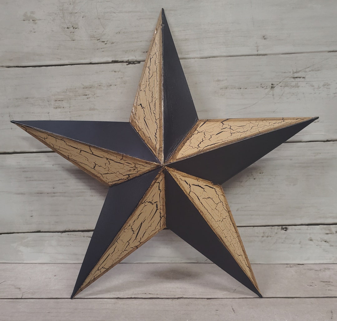 Primitive Barn Star 12 Crackle Painted Tan and Navy Blue - Etsy