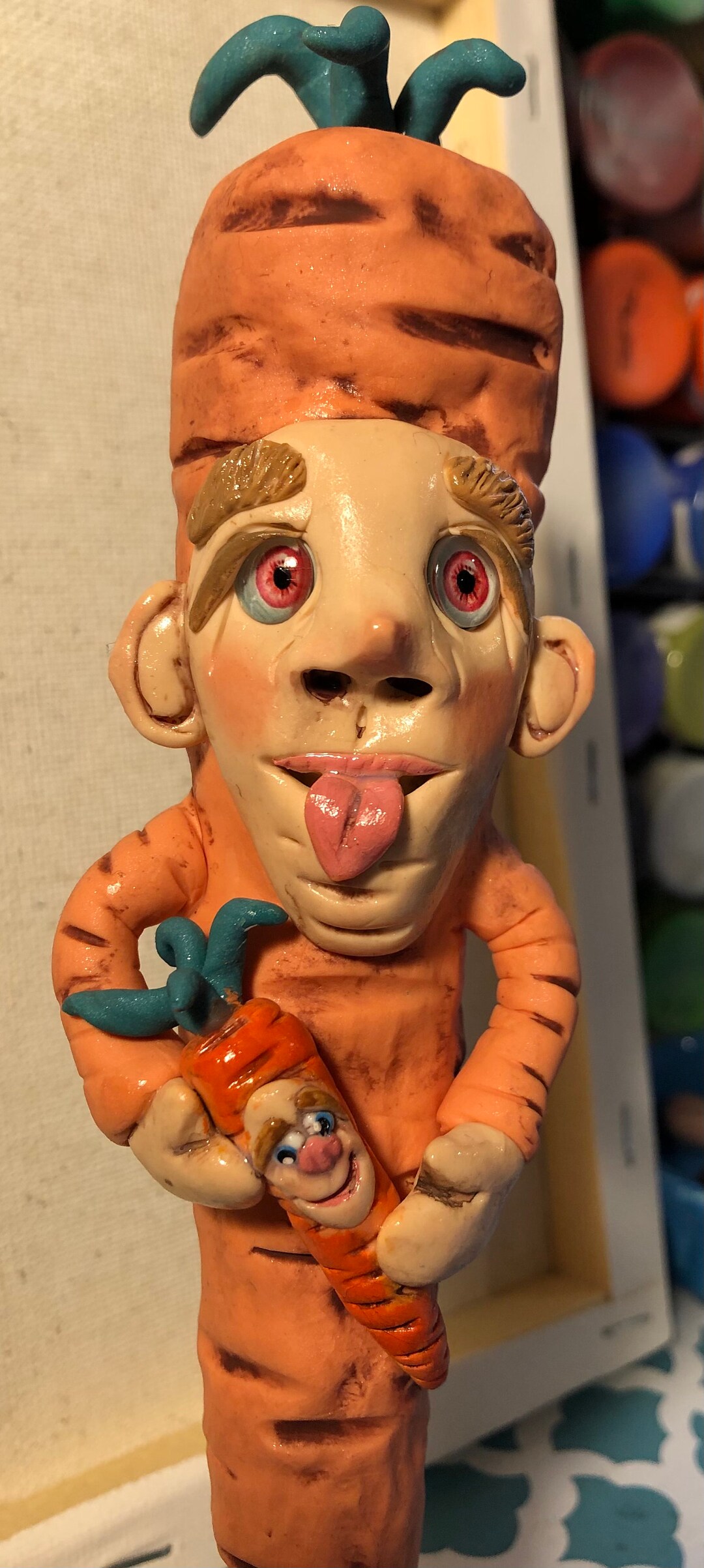 Sculpted Carrot Dad and Child - Etsy