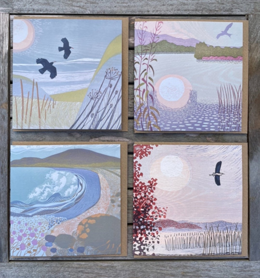 Set of Four Greetings Cards -'adar/birds' - Etsy