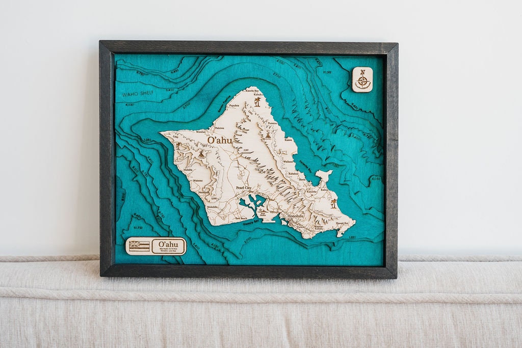 O'ahu Wood 3D Map - Etsy
