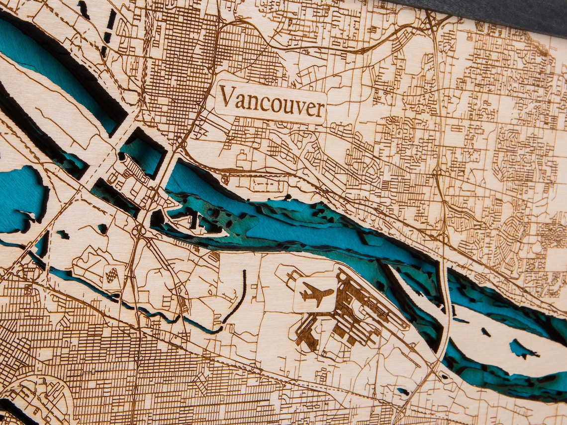 Small Portland Oregon 3D Wood Map - Etsy