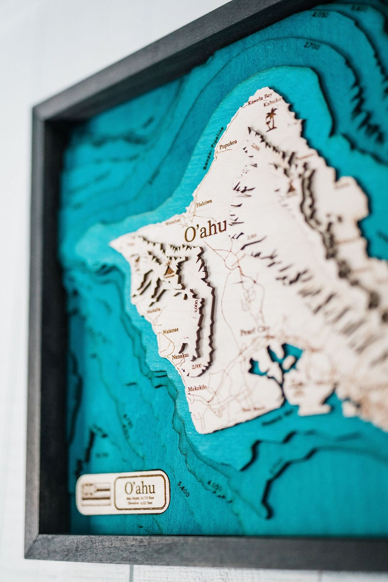 O'ahu Wood 3D Map - Etsy