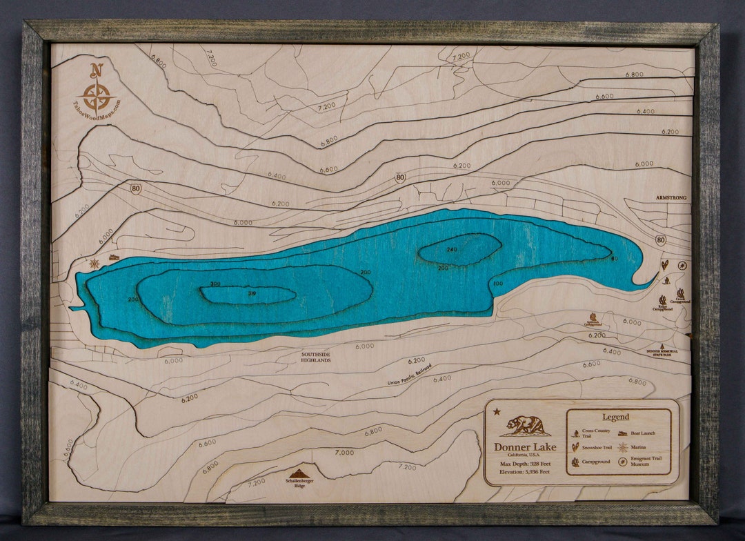 Donner Lake 3-D Wooden Map - Etsy