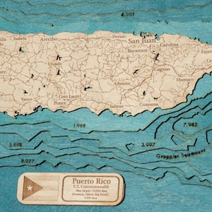 Puerto Rico 3D Wood Map - Etsy
