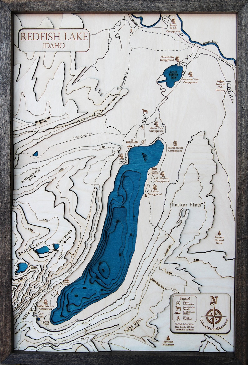 Small Redfish Lake 3-D Wooden Map - Etsy