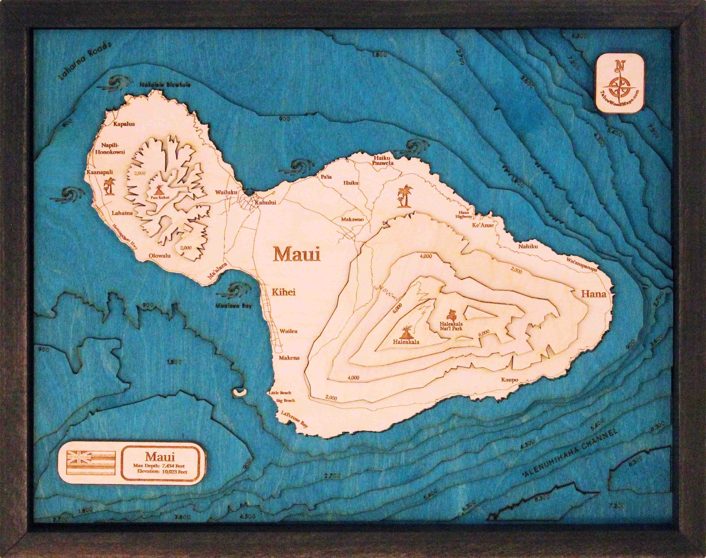 Maui 3D Wood Map - Etsy
