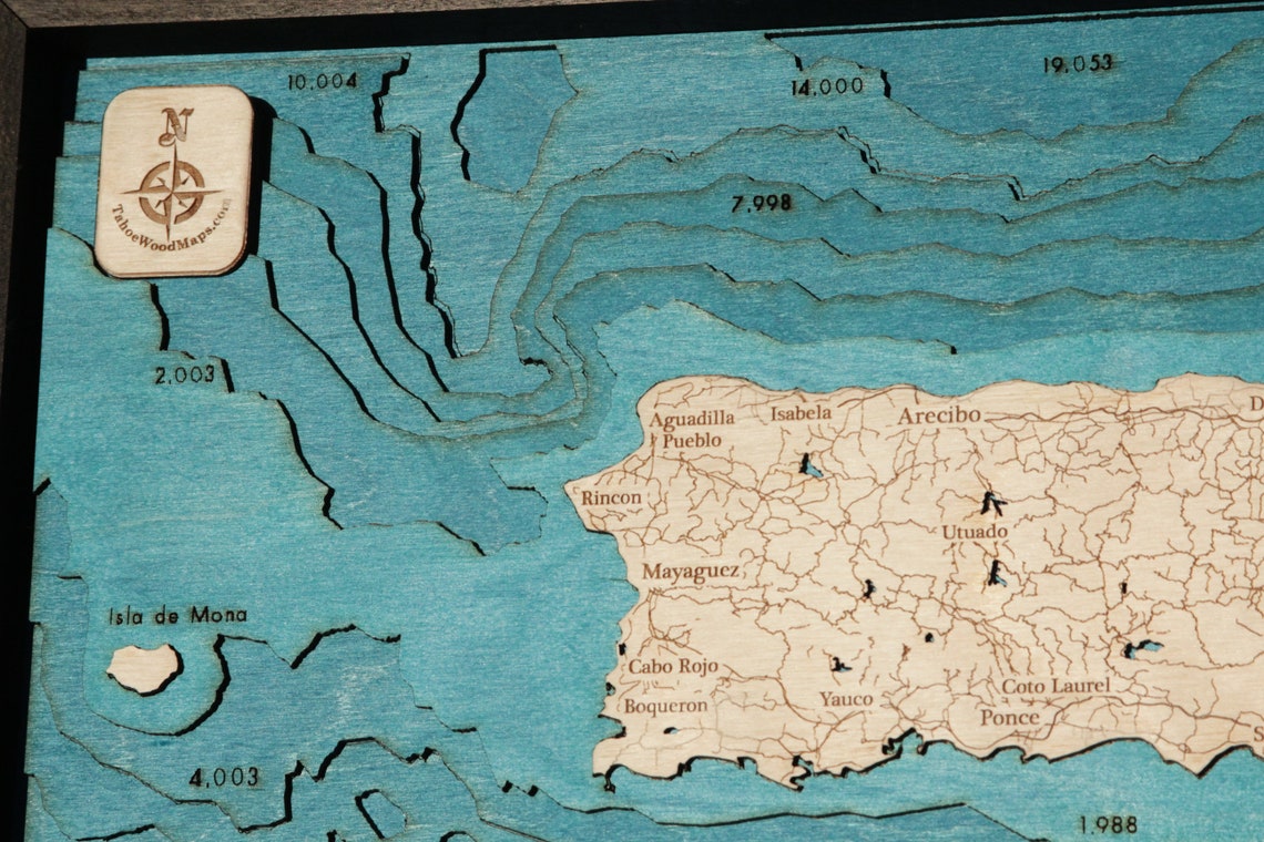 Puerto Rico 3D Wood Map - Etsy