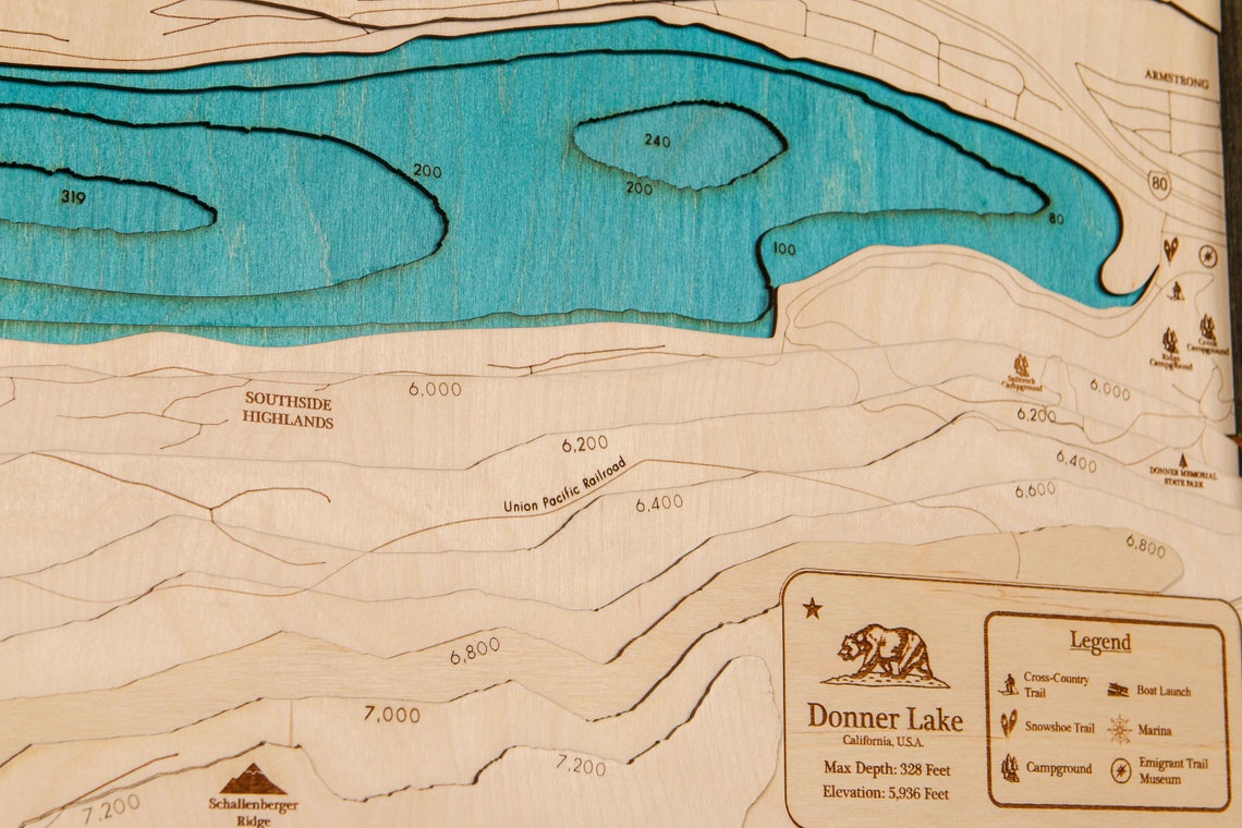 Donner Lake 3-D Wooden Map - Etsy