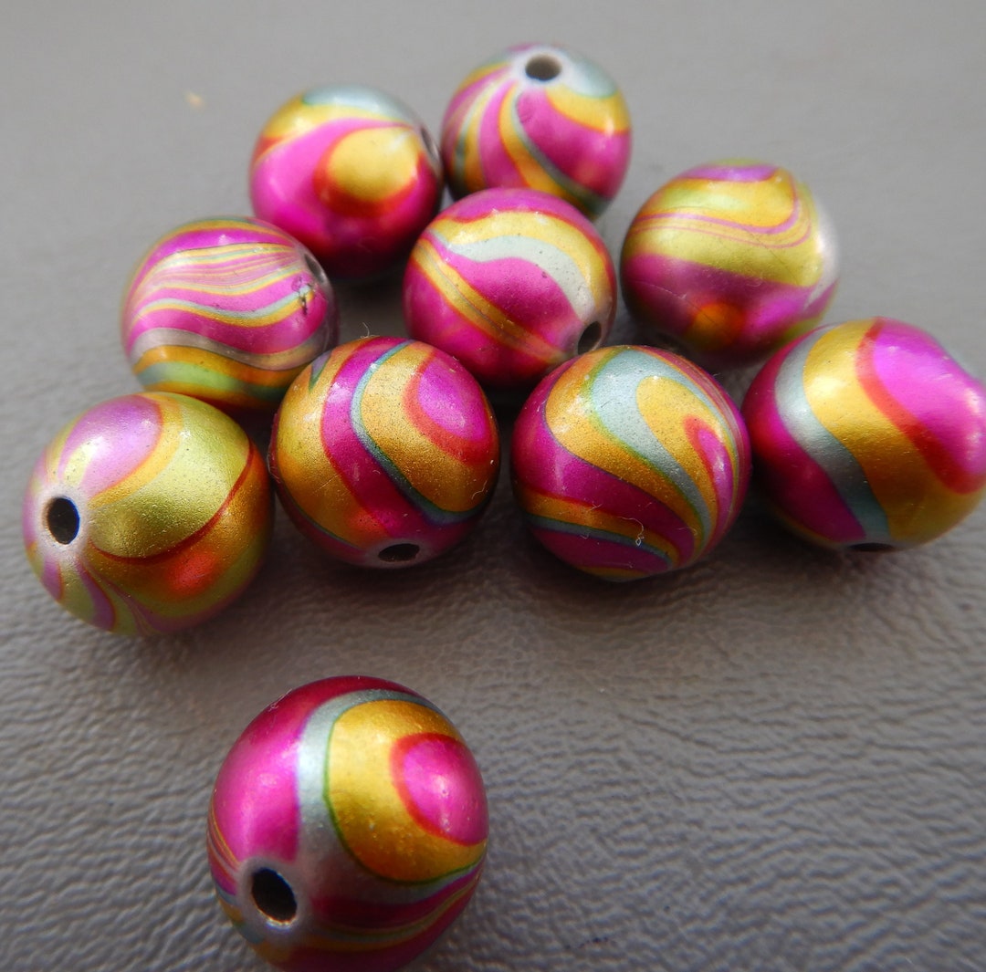 Aluminum Beads Swirled Pink and Gold DS 2429, 2430, 2431, 2432, 2433 ...