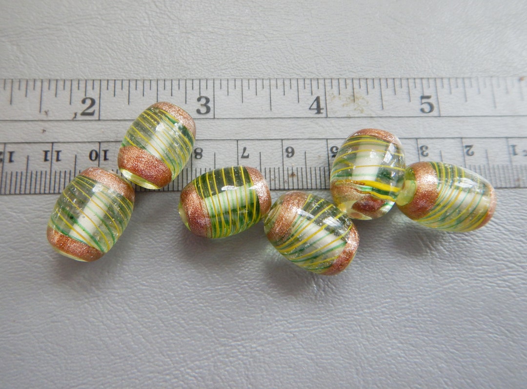 Glass Barrel Beads Set of 6 DS 305 - Etsy