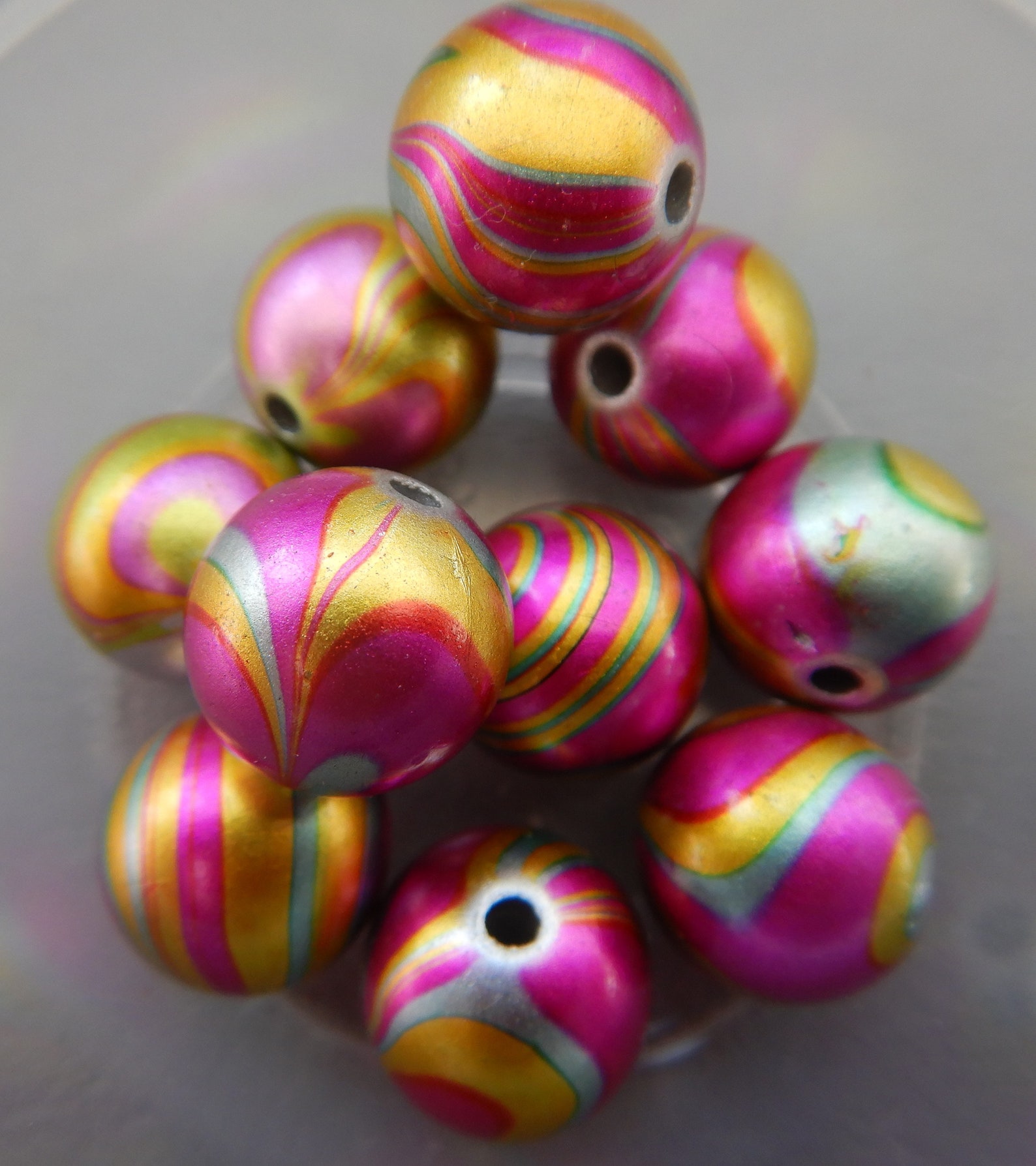 Aluminum Beads Swirled Pink and Gold DS 2429, 2430, 2431, 2432, 2433 ...