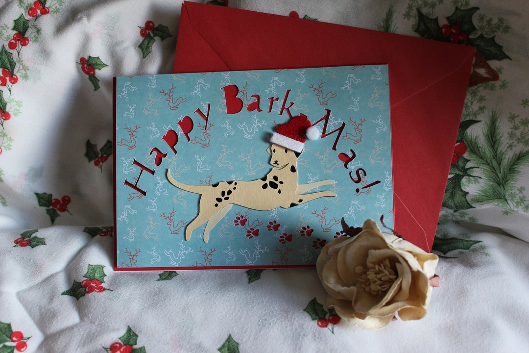 Dalmation Dog Christmas Card Happy Bark Mas Personalised - Etsy