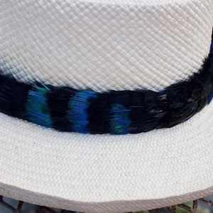 Handmade Feather Hat Band | Blue Plumage Peacock | Saddle Feathers ...
