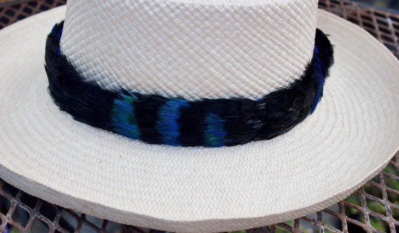Handmade Feather Hat Band | Blue Plumage Peacock | Saddle Feathers ...