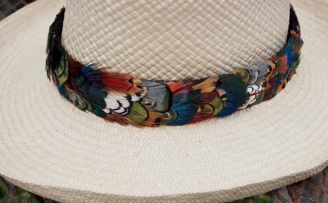 Handmade Feather Hat Band | Pheasant and Peacock | Lei Hulu | Hat ...