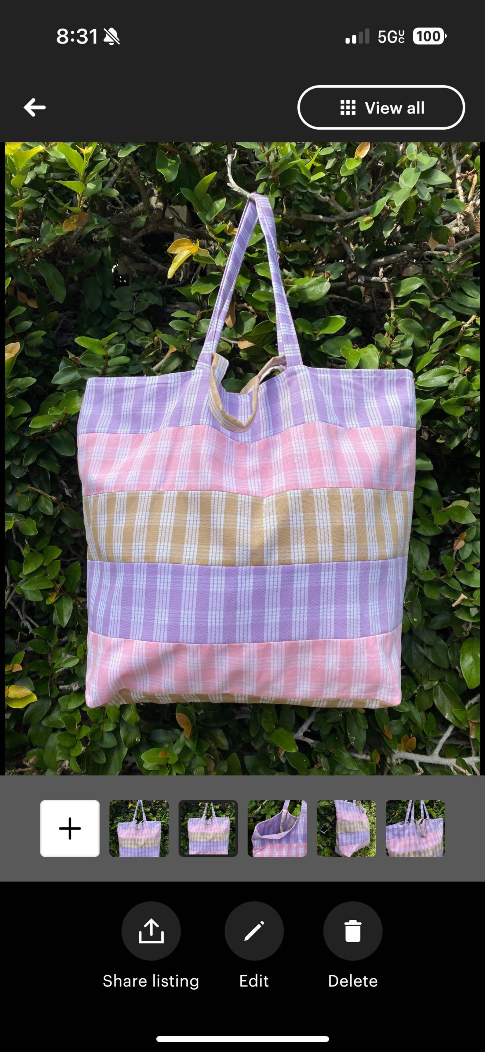 Palaka Pastel Colorblock Tote Bag | Pink Lavender Beige - Etsy