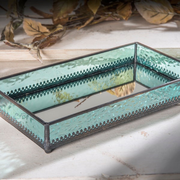 Vintage Blue Glass Dresser Tray - Etsy