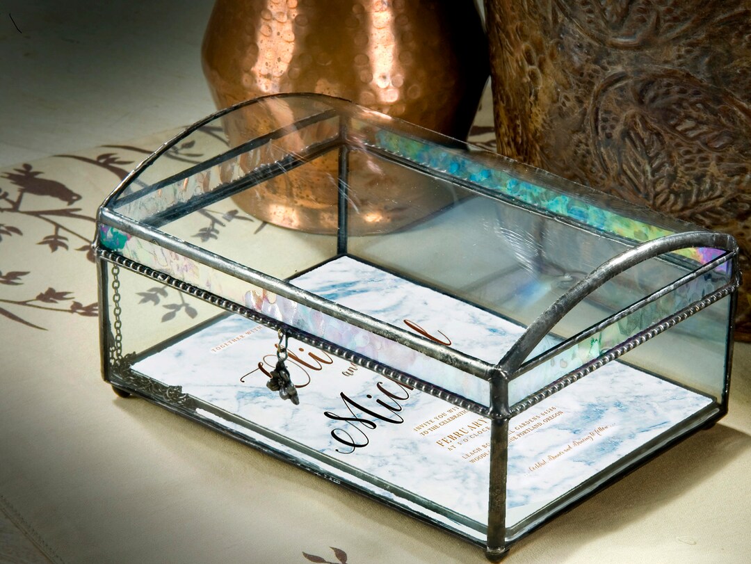 Invitation Keepsake Box Large Glass Display Box Wedding Keepsake Box ...