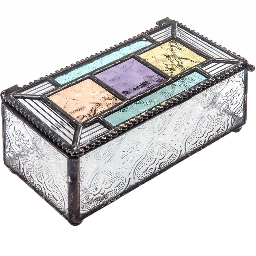 Jewelry Box Glass Box Colorful Stained Glass Display - Etsy