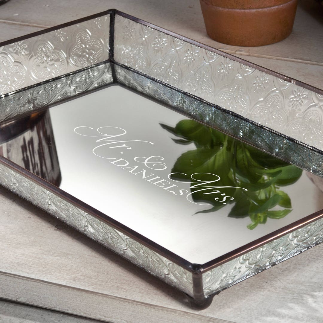 Personalized Glass Tray for Wedding or Anniversary Gift Slant - Etsy ...