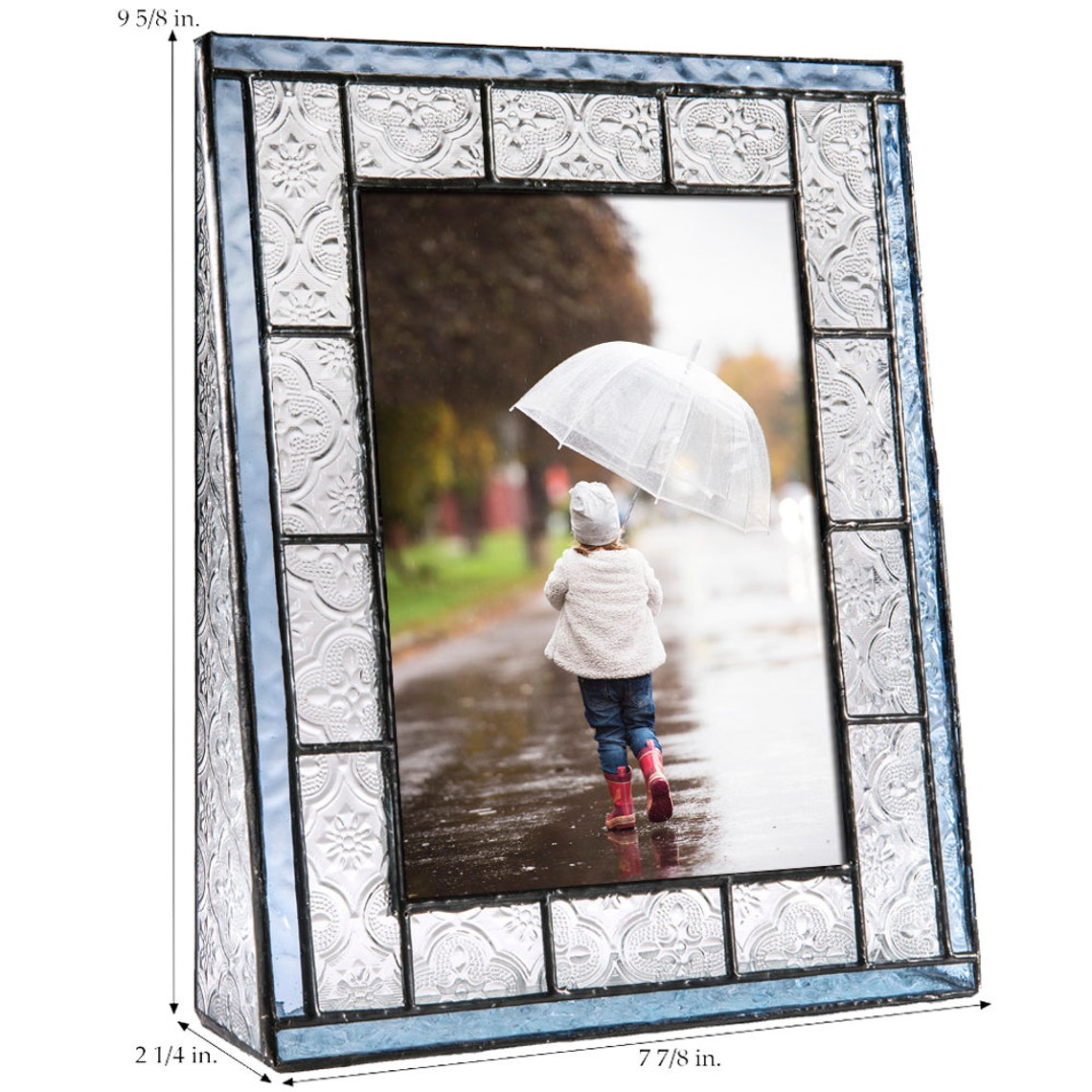 Stained Glass Picture Frame Blue Trims Clear Vintage Home | Etsy