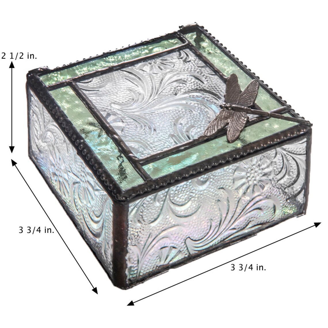 Dragonfly Box Jewelry Case Green Stained Glass Decorative | Etsy