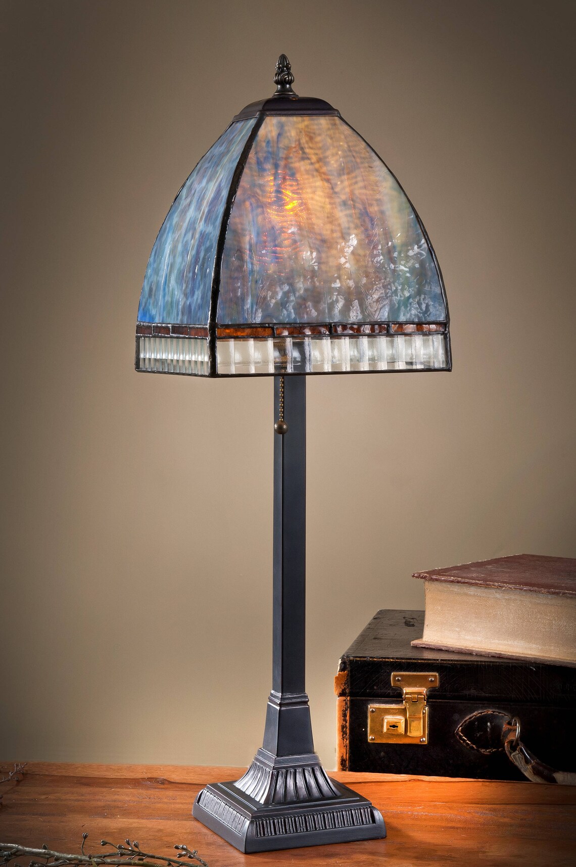 Mission Table Lamp Stained Glass Dresser Bedroom Desk Home - Etsy