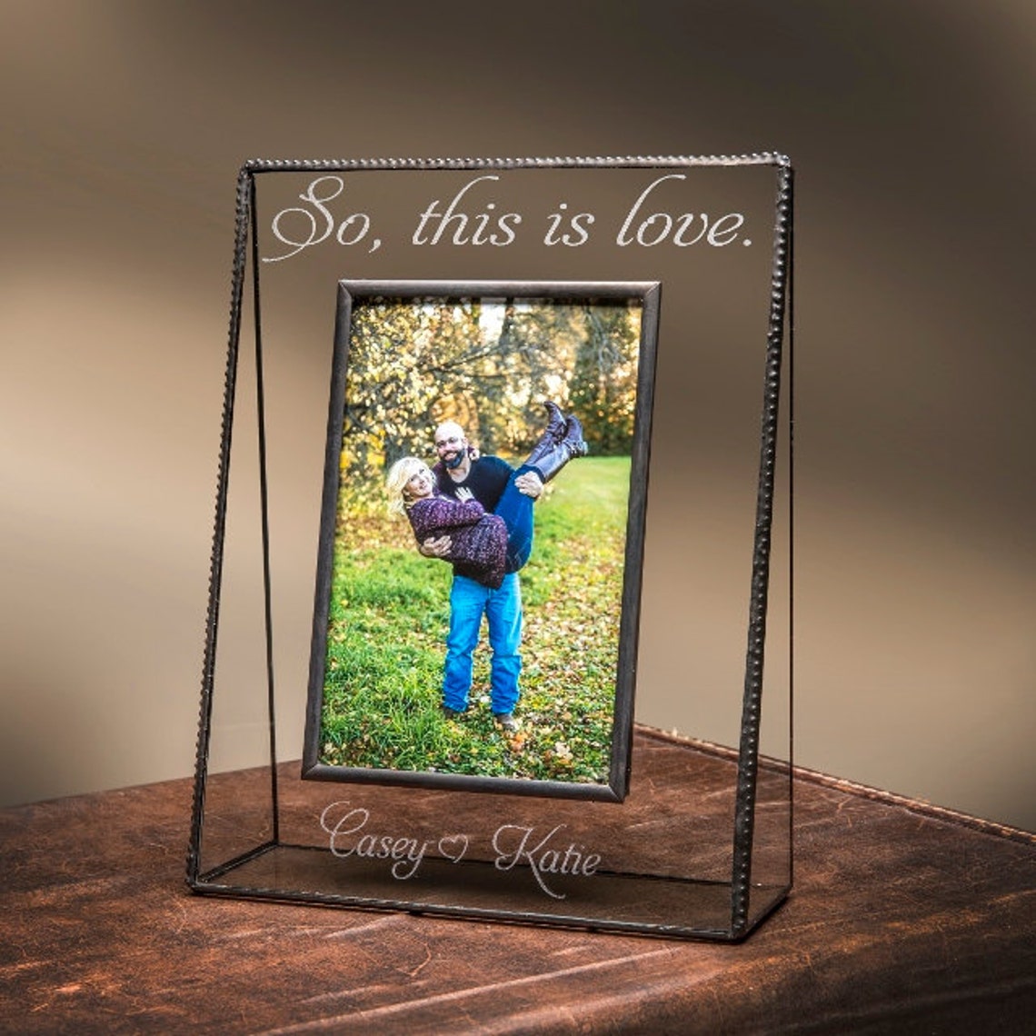 Engagement Picture Frame Personalized Gift Engraved Glass | Etsy