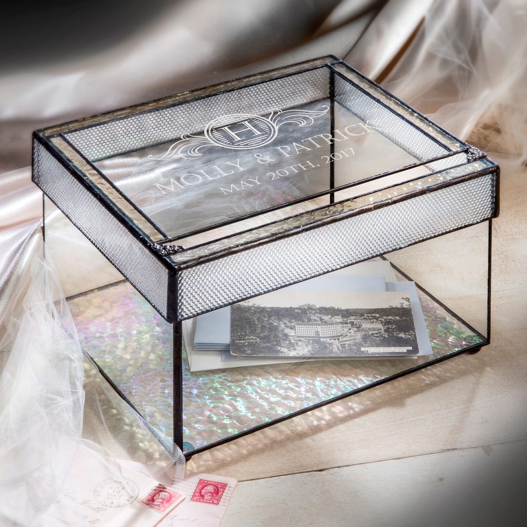 Wedding Card Box Personalized Wedding Card Holder Engraved Glass ...