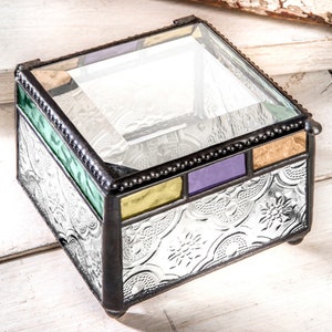 Jewelry Box Purple Turquoise Blue Green Glass Box Trinket Case Keepsake ...