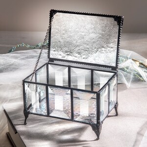 Crystal Box Jewelry Box Clear Beveled Glass Decorative Vanity Display ...
