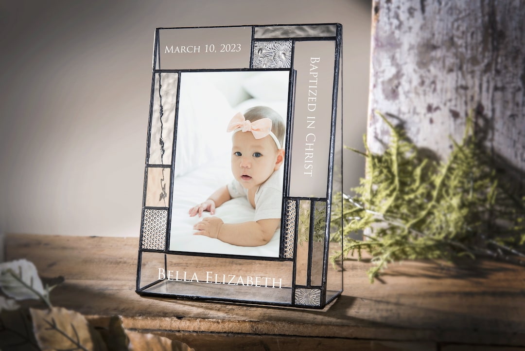 Baptism Gift Girl Boy Picture Frame Personalized Keepsake Glass Photo ...