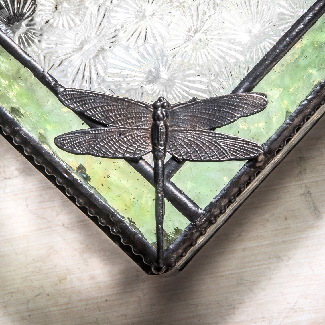 Dragonfly Box Jewelry Case Green Stained Glass Decorative - Etsy