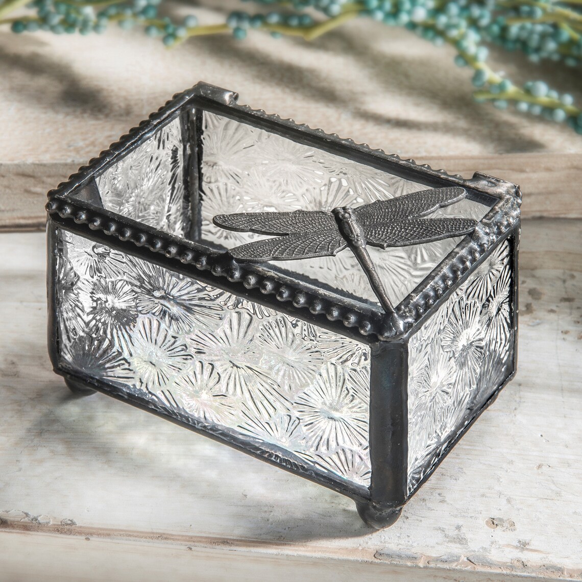 Dragonfly Trinket Box Glass Keepsake Box Gift for Gardener - Etsy