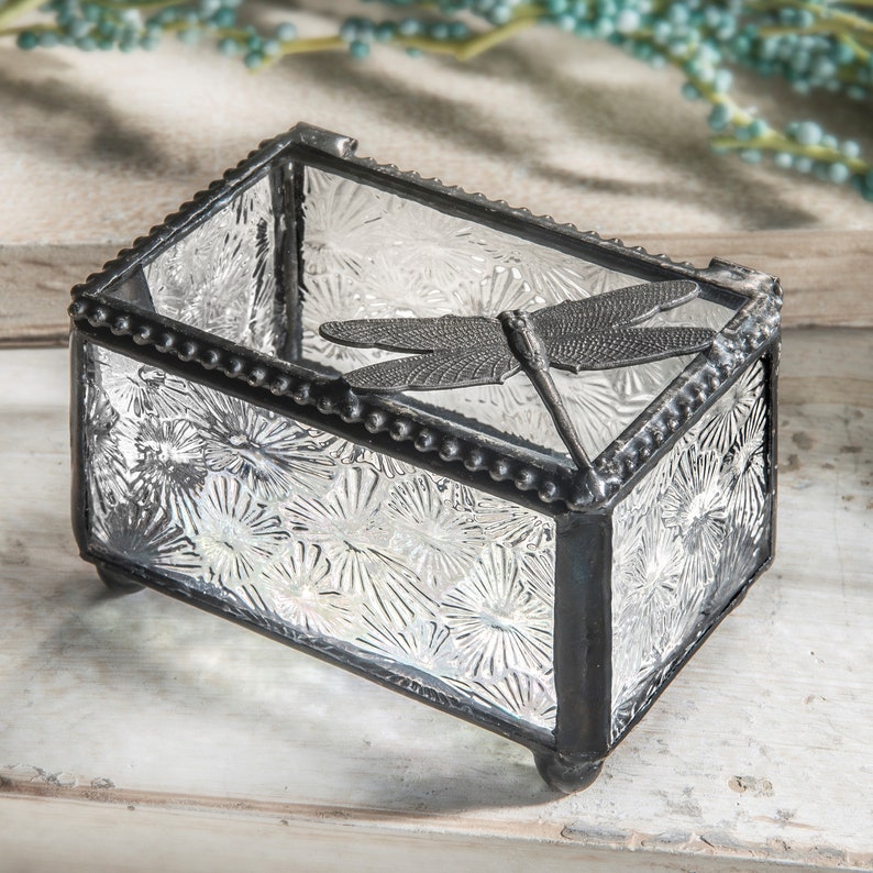 Dragonfly Trinket Box Glass Keepsake Box Gift for Gardener - Etsy
